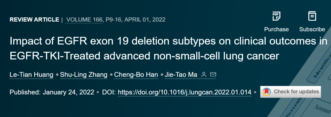 NSCLC EGFR 19外显子缺失亚型影响EGFR TKIs治疗结果_del_研究_患者