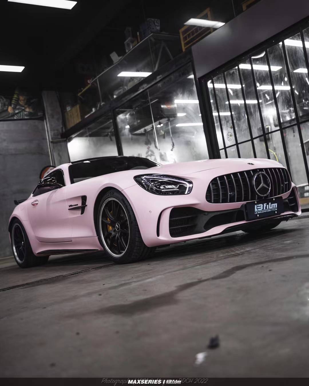 奔驰AMG GTR - LBFILM改色膜消光康乃馨粉_搜狐汽车_搜狐网