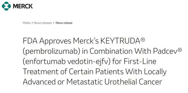 【速报】晚期尿路上皮癌一线获批：Padcev+Keytruda联合疗法潜力巨大_Nectin-_治疗_国际