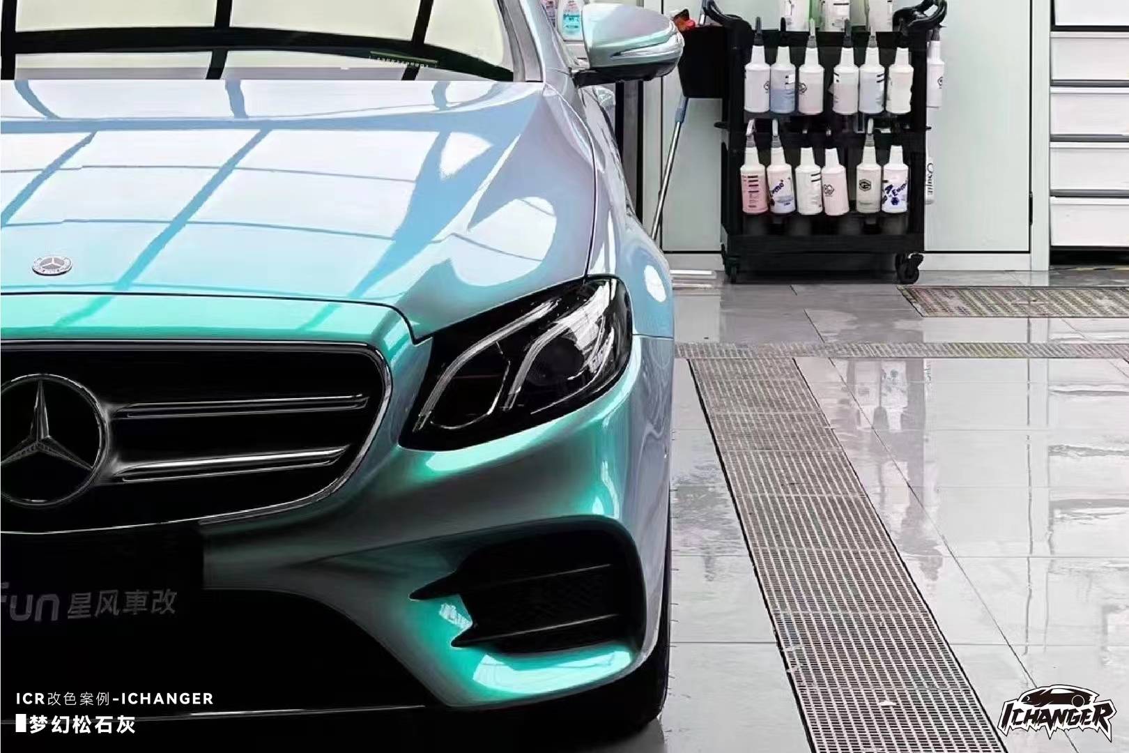 奔驰E300L-Ichanger改色膜梦幻岩石灰，就像钻石高光一样美丽_搜狐汽车_搜狐网