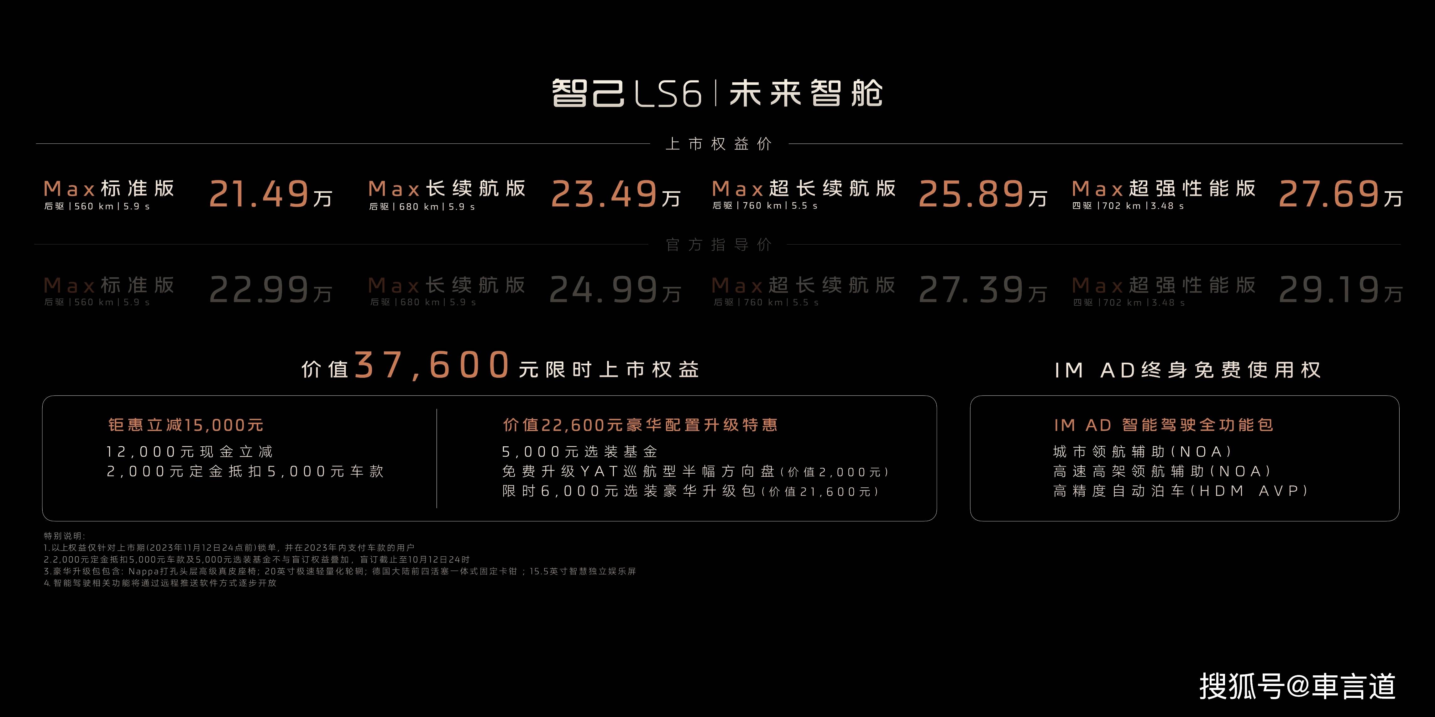 上市权益价21.49万元起 “超级爆品”智己LS6正式上市_搜狐汽车_搜狐网