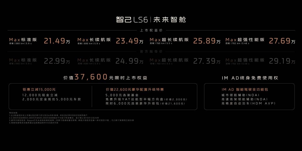 “超级爆品”智己LS6正式上市，上市权益价21.49万-27.69万元_搜狐汽车_搜狐网