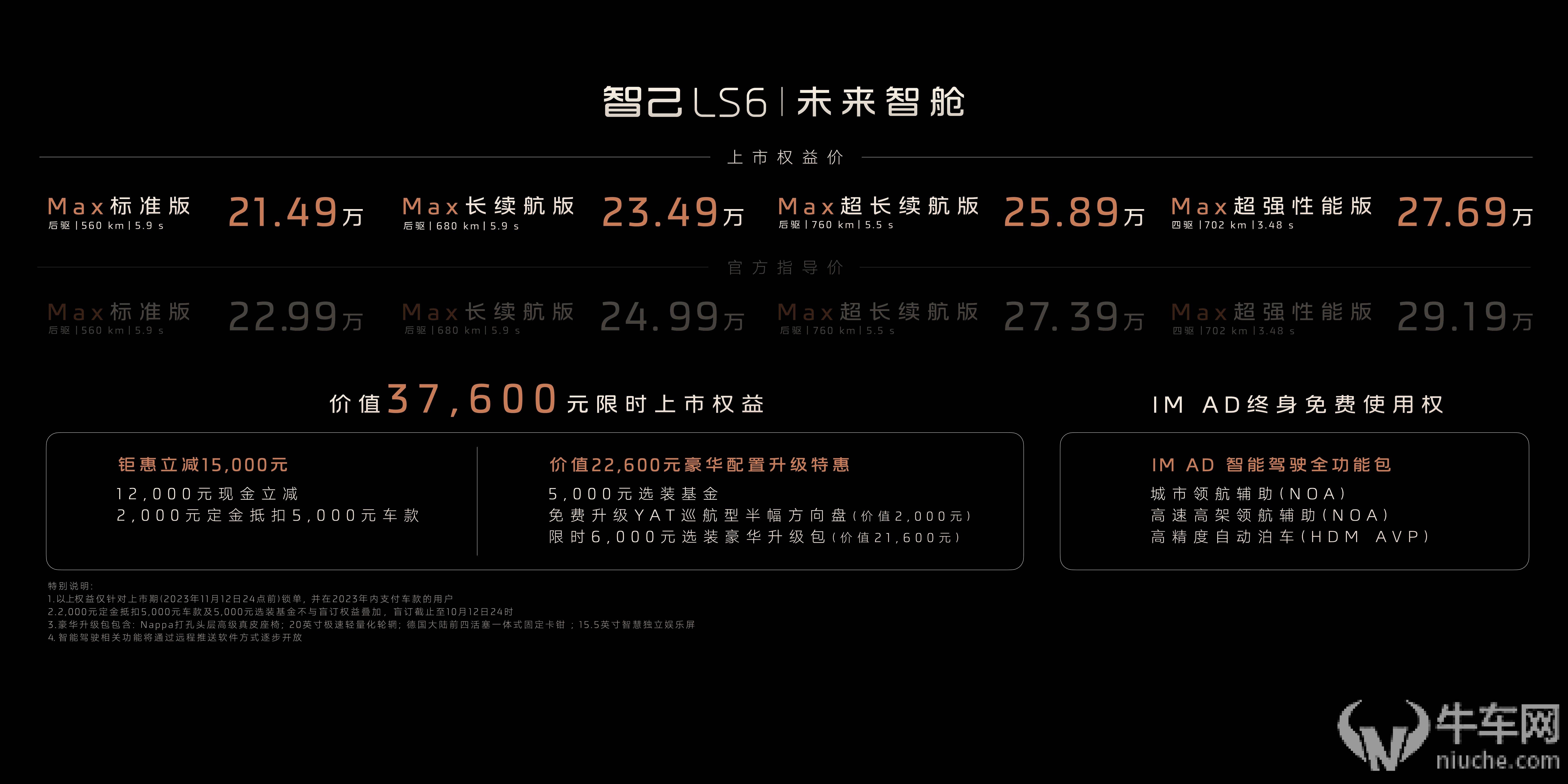 全系标配NOA，且终身免费！智己LS6正式上市21.49万起！_搜狐汽车_搜狐网