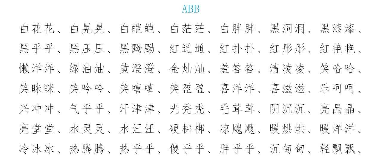 打印版：ABB、ABAB、ABCC、AABC、AABB、ABAC词语大全，可下载！_对话框