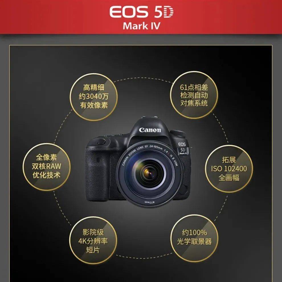 佳能（Canon）EOS 5D Mark IV/5D4 专业全画幅数码单反相机