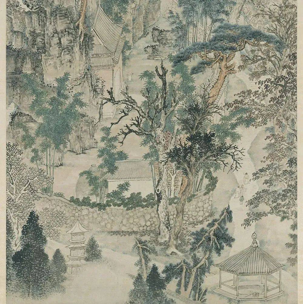 赏画｜张宏《栖霞山图》_寺院_版权_山水