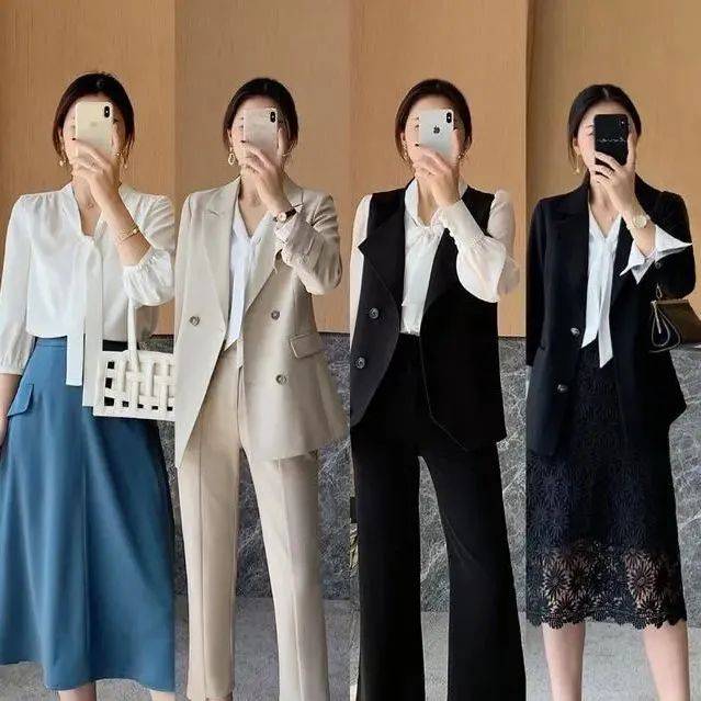 职场女人的日常穿搭,简洁干练中充满温柔感,气质又高级衬衫女性西裤