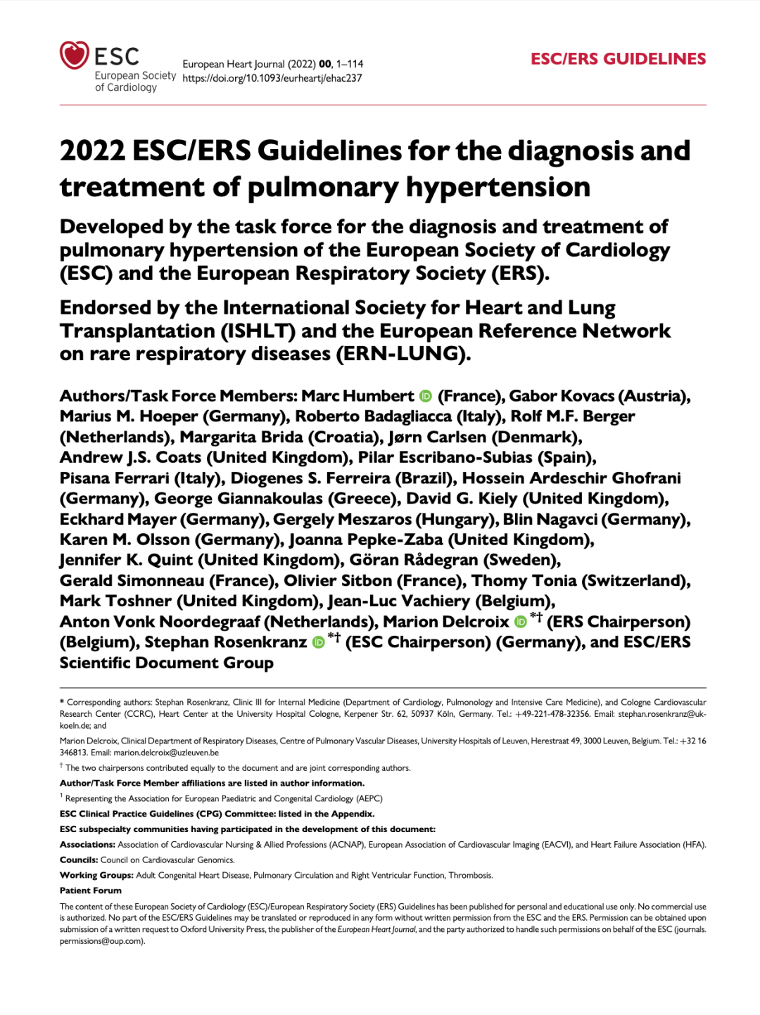 ESC 2022丨四大指南震撼来袭！速览！（附指南原文）_心脏_进行_Journal