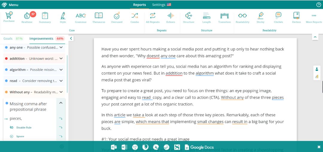 超实用的英文辅助写作工具——ProWritingAid_检查_检测_界面