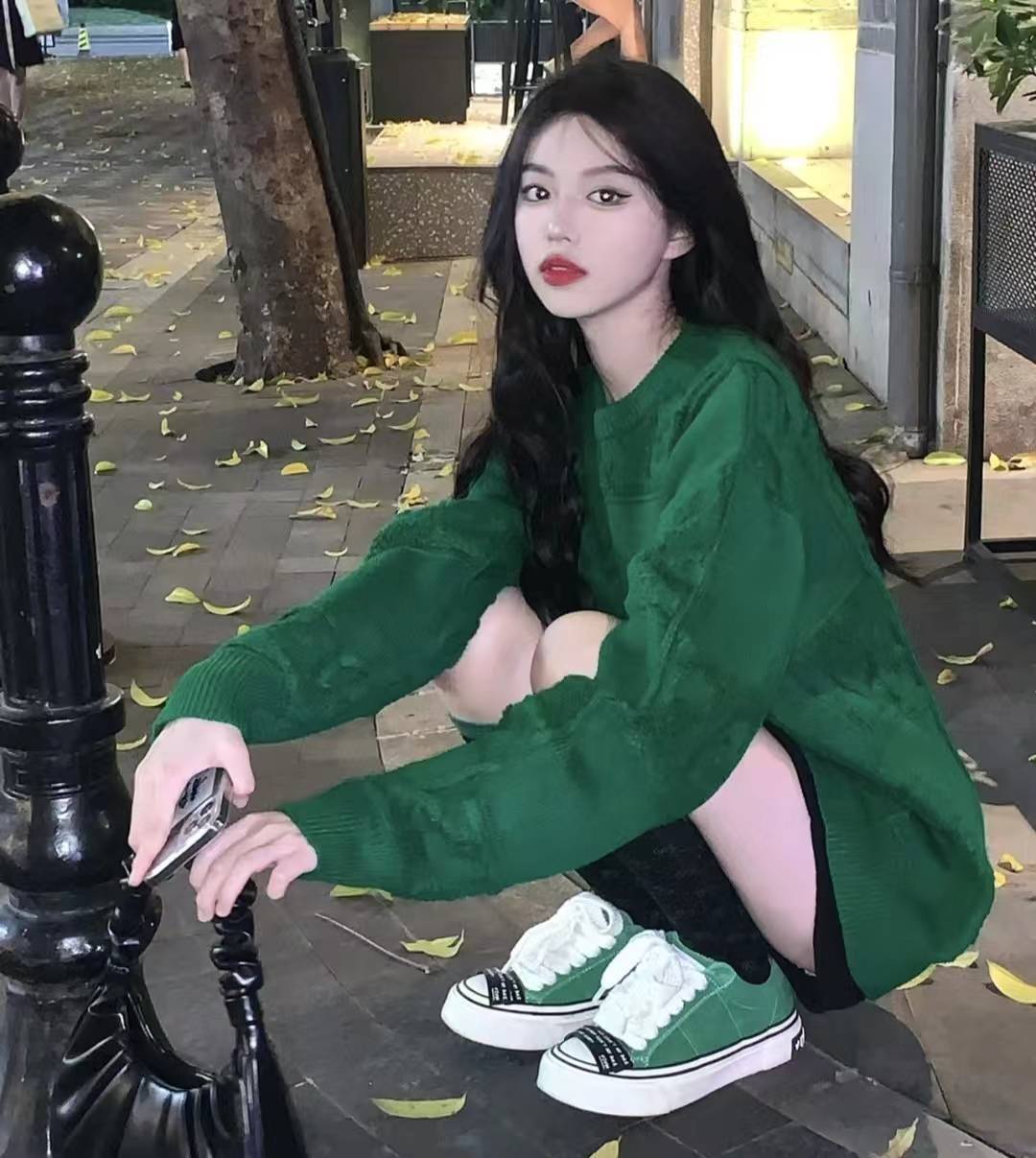 绿色搭配这13个颜色，好看又高级_look_黑色_白色