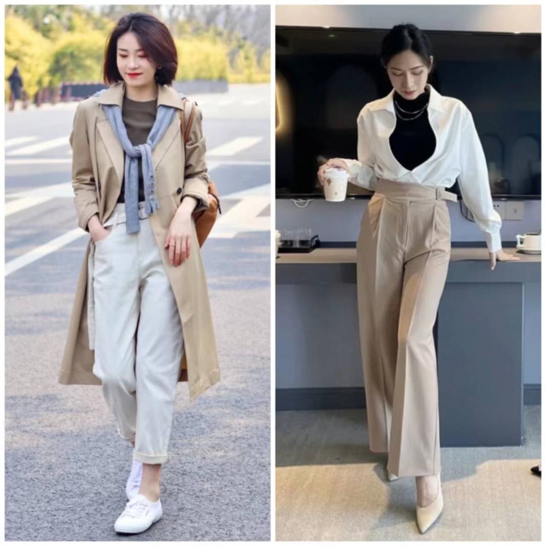 卡其色搭配这10个颜色最好看，分分钟穿出高级感_look_白色_蓝色