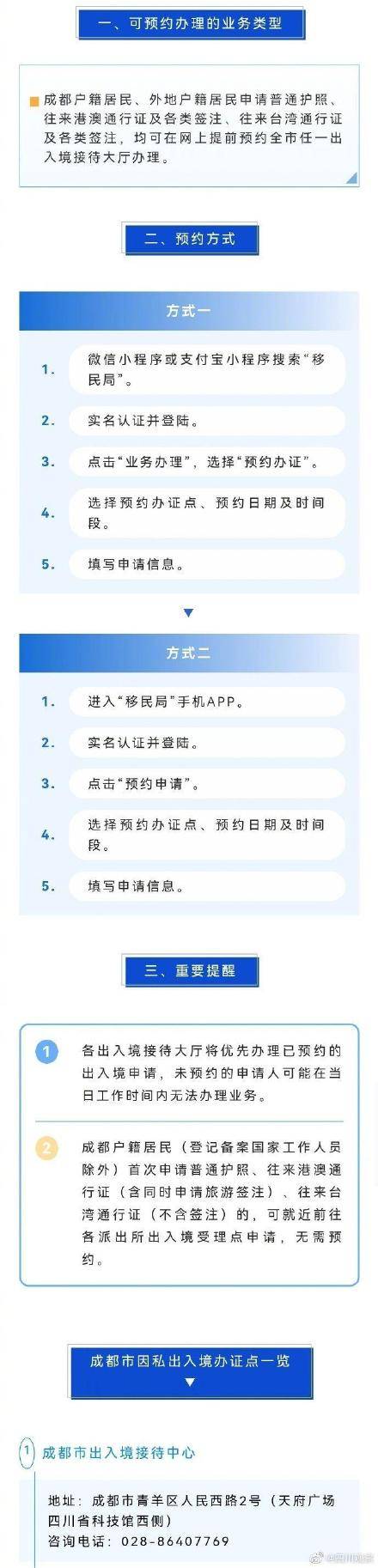 成都实行出入境业务预约办理办证科学管理 