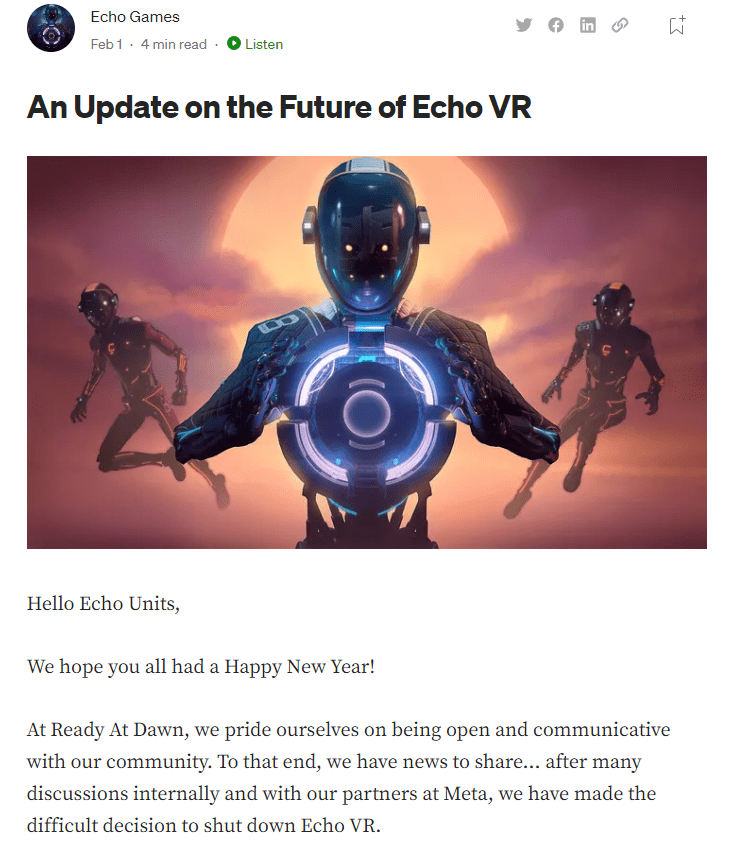 Meta欲关闭Echo VR，游戏引擎大神卡马克发长文批判！_玩家_用户