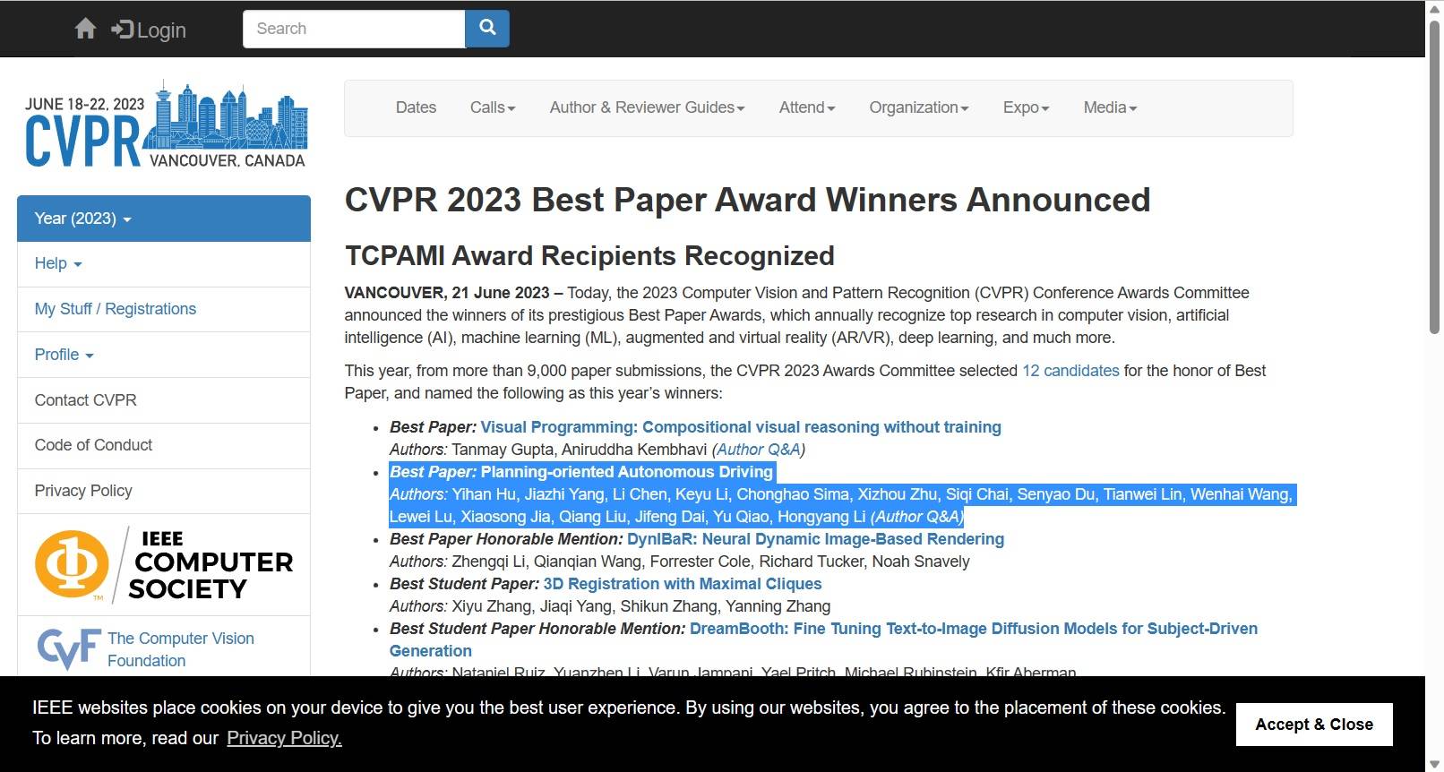 中国自动驾驶大模型获得国际顶级会议“最佳论文奖”_人工智能_上海_技术