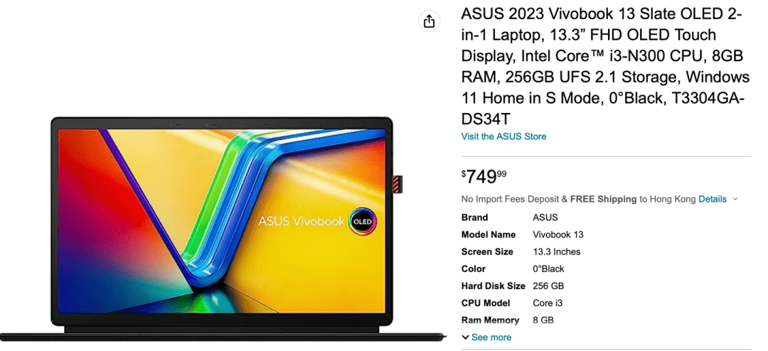 华硕 2023 款无畏二合一笔记本开始上市，搭载 N300 处理器 + OLED 屏_标配_配置_microSD