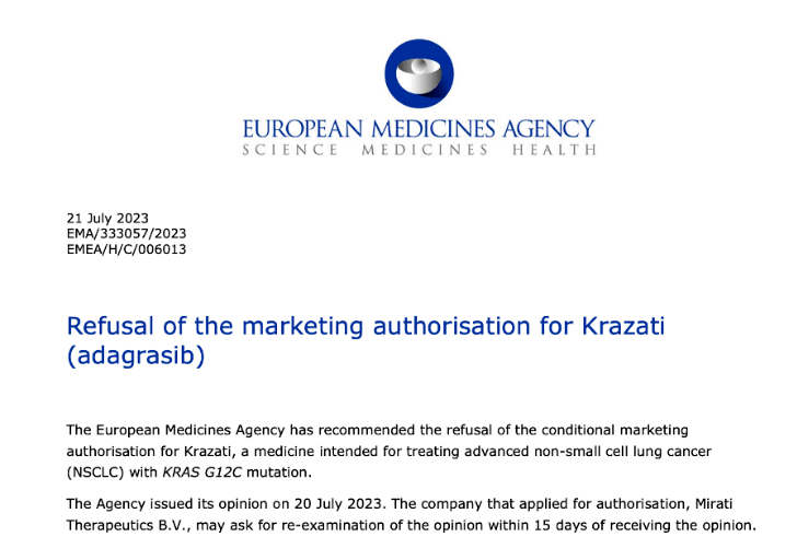 核心药物遭拒，CEO辞职，这家创新药企太难了…_Mirati_Krazati_治疗